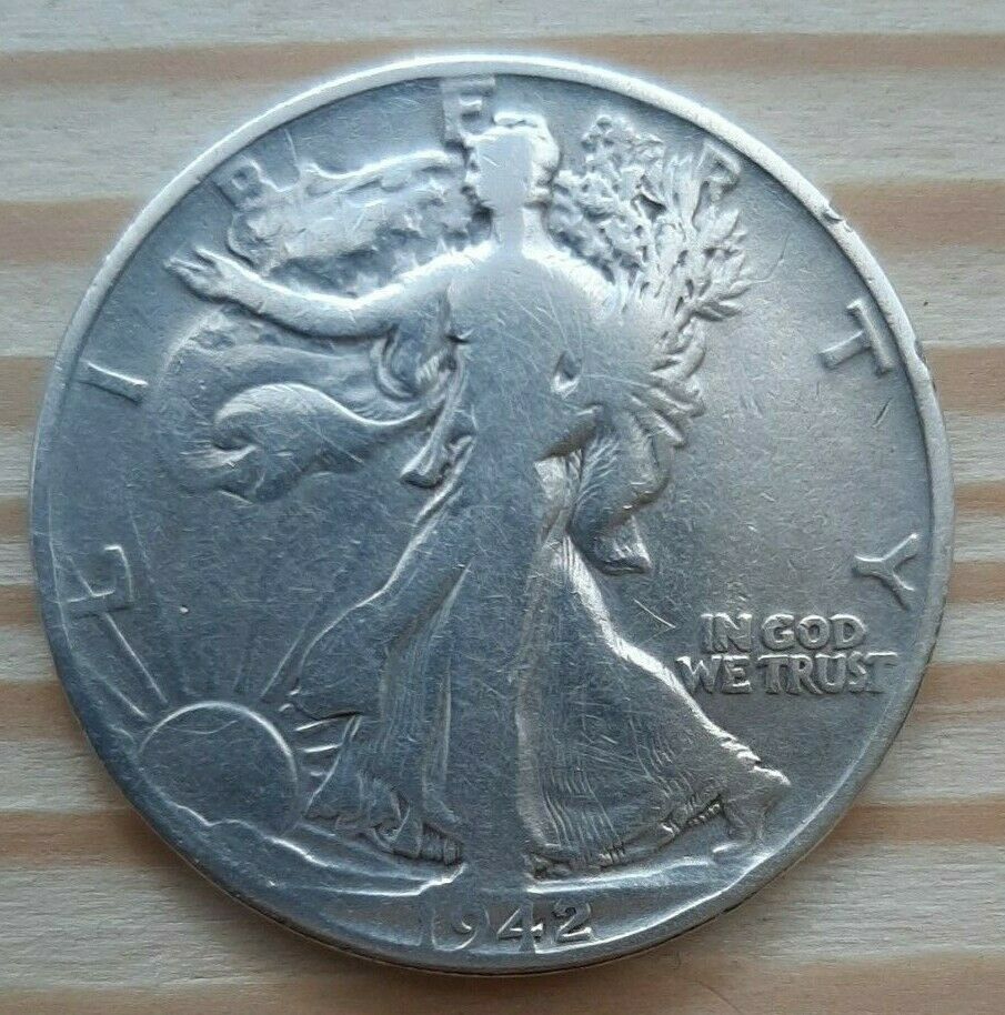 MONETA MEZZO DOLLARO ARGENTO HALF DOLLAR Walking LIBERTY 1942 AMERICA U ... MONETA MEZZO DOLLARO ARGENTO HALF DOLLAR Walking LIBERTY 1942 AMERICA U ...